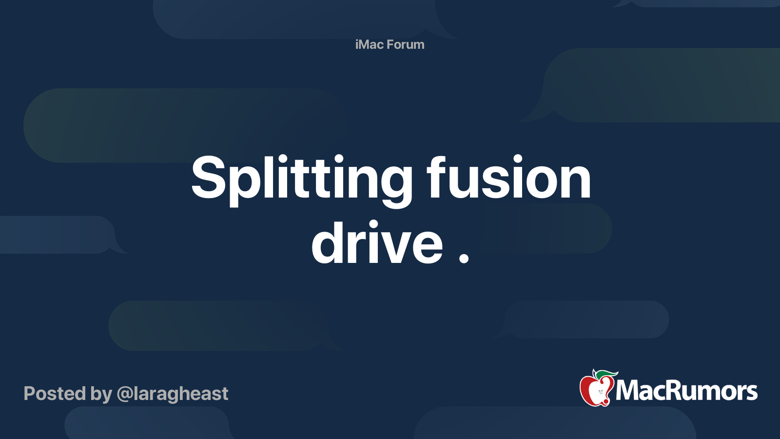 Splitting fusion drive . | MacRumors Forums