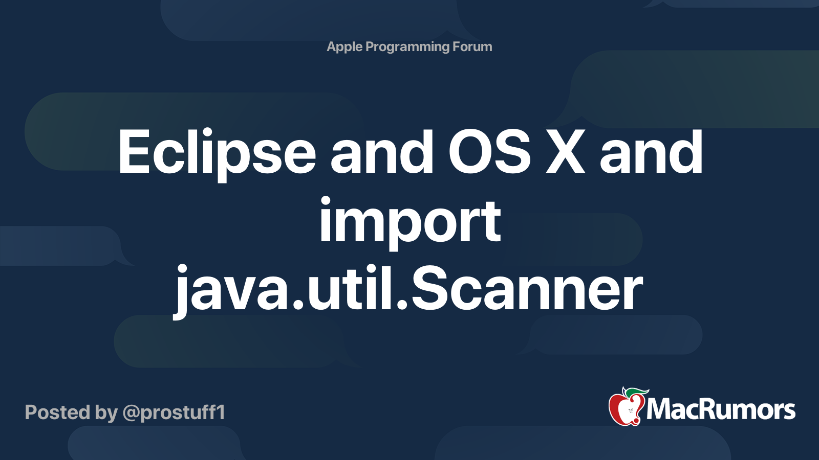 Eclipse and OS X and import java.util.Scanner | MacRumors Forums