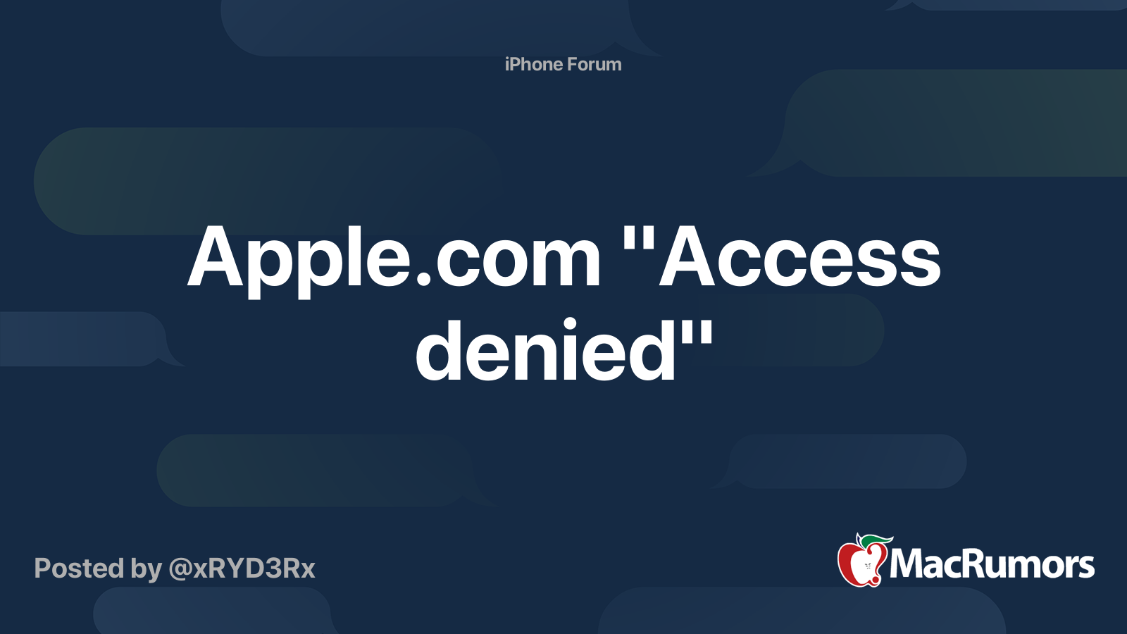 Apple.com "Access denied" | MacRumors Forums