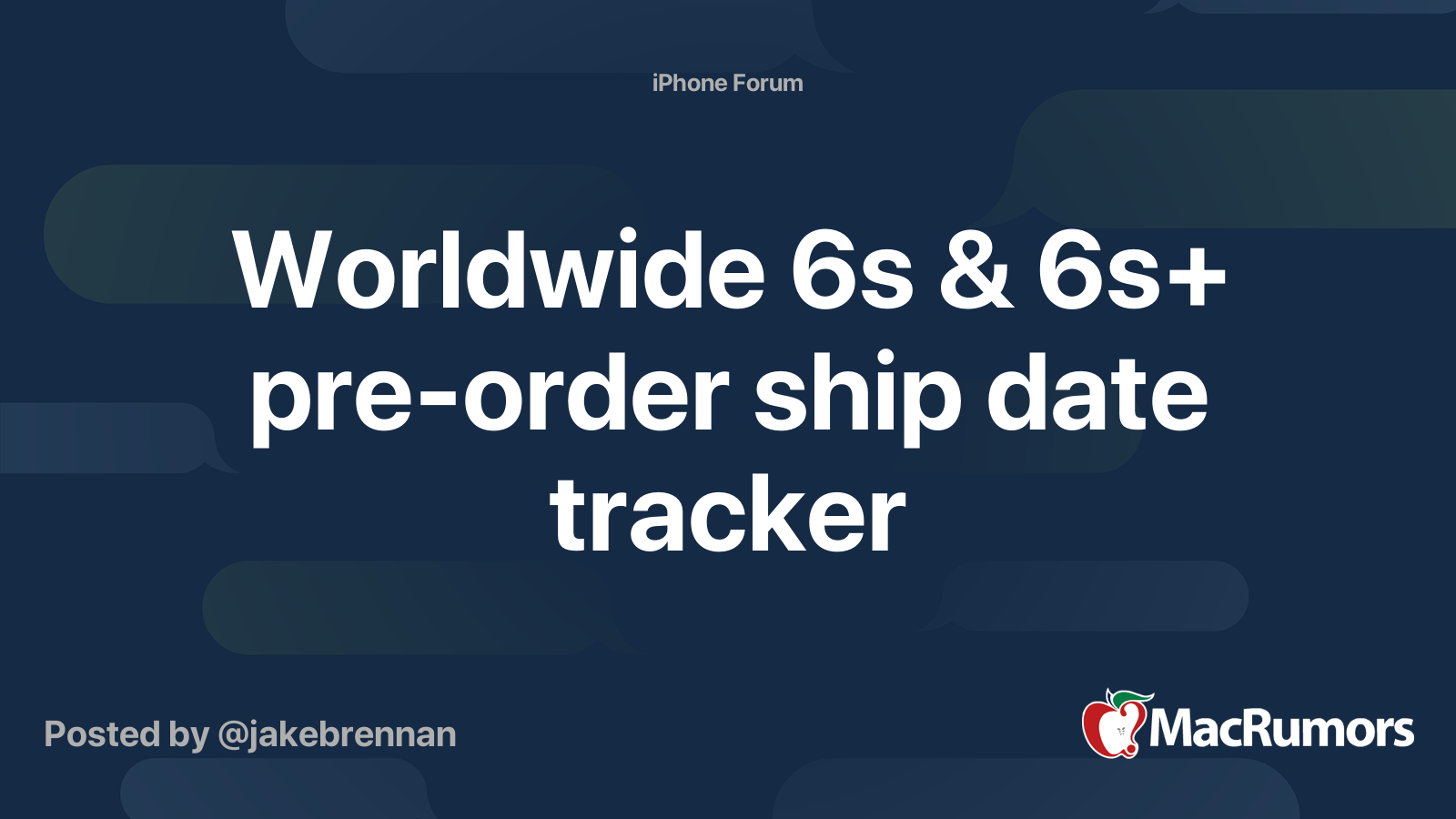 Worldwide 6s & 6s+ pre-order ship date tracker | MacRumors Forums