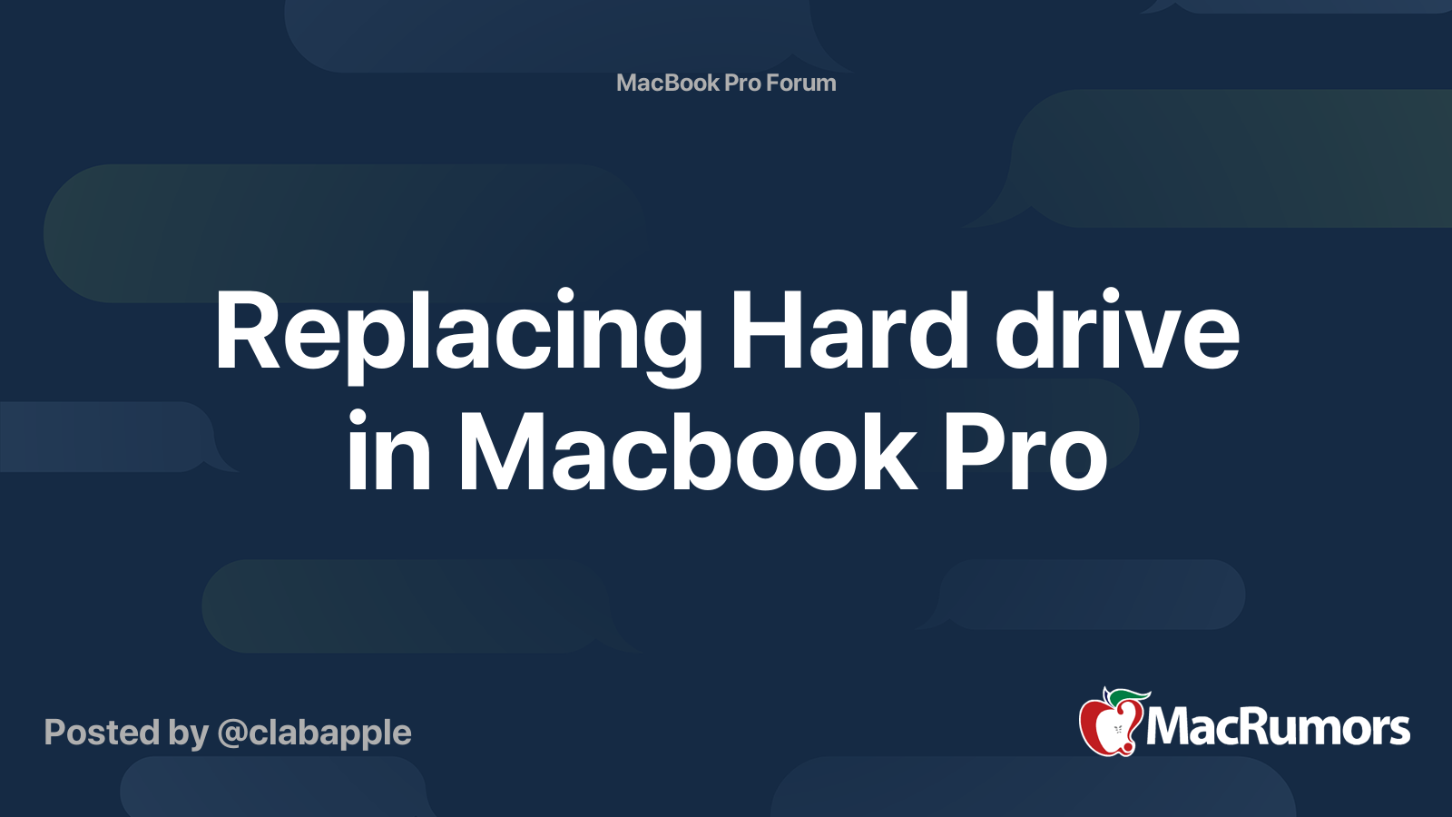Replacing Hard drive in Macbook Pro | MacRumors Forums