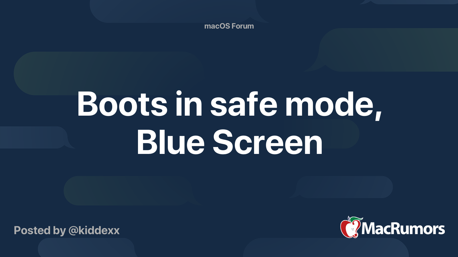 Boots in safe mode, Blue Screen | MacRumors Forums