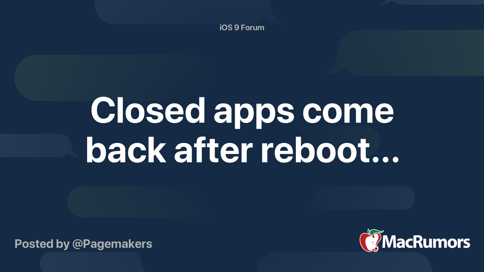 Closed apps come back after reboot... | MacRumors Forums