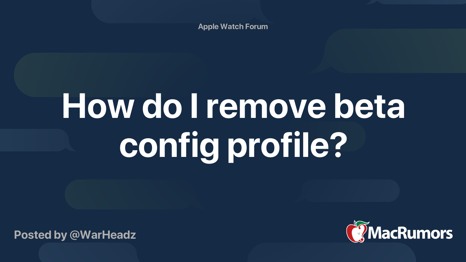 How do I remove beta config profile? | MacRumors Forums
