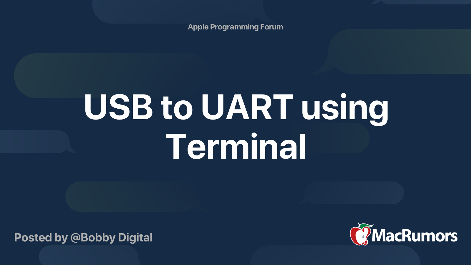 USB to UART using Terminal | MacRumors Forums