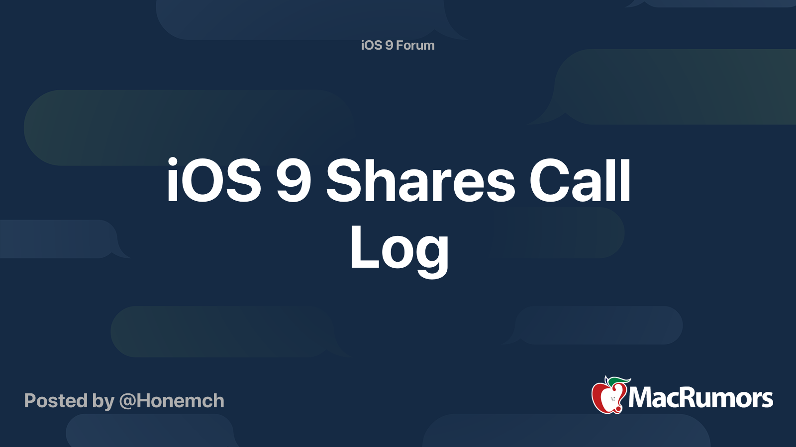 iOS 9 Shares Call Log | MacRumors Forums