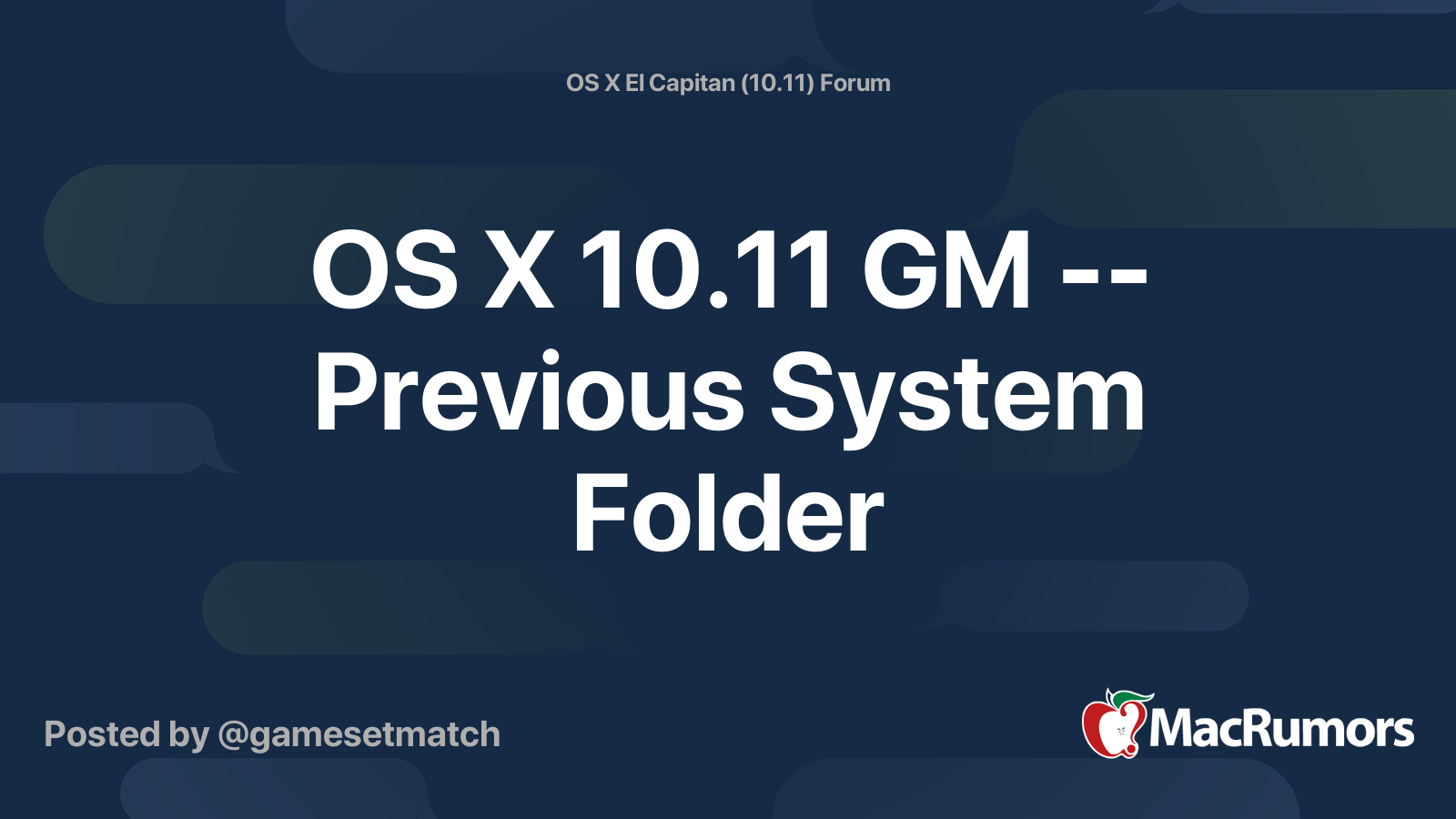 OS X 10.11 GM -- Previous System Folder | MacRumors Forums