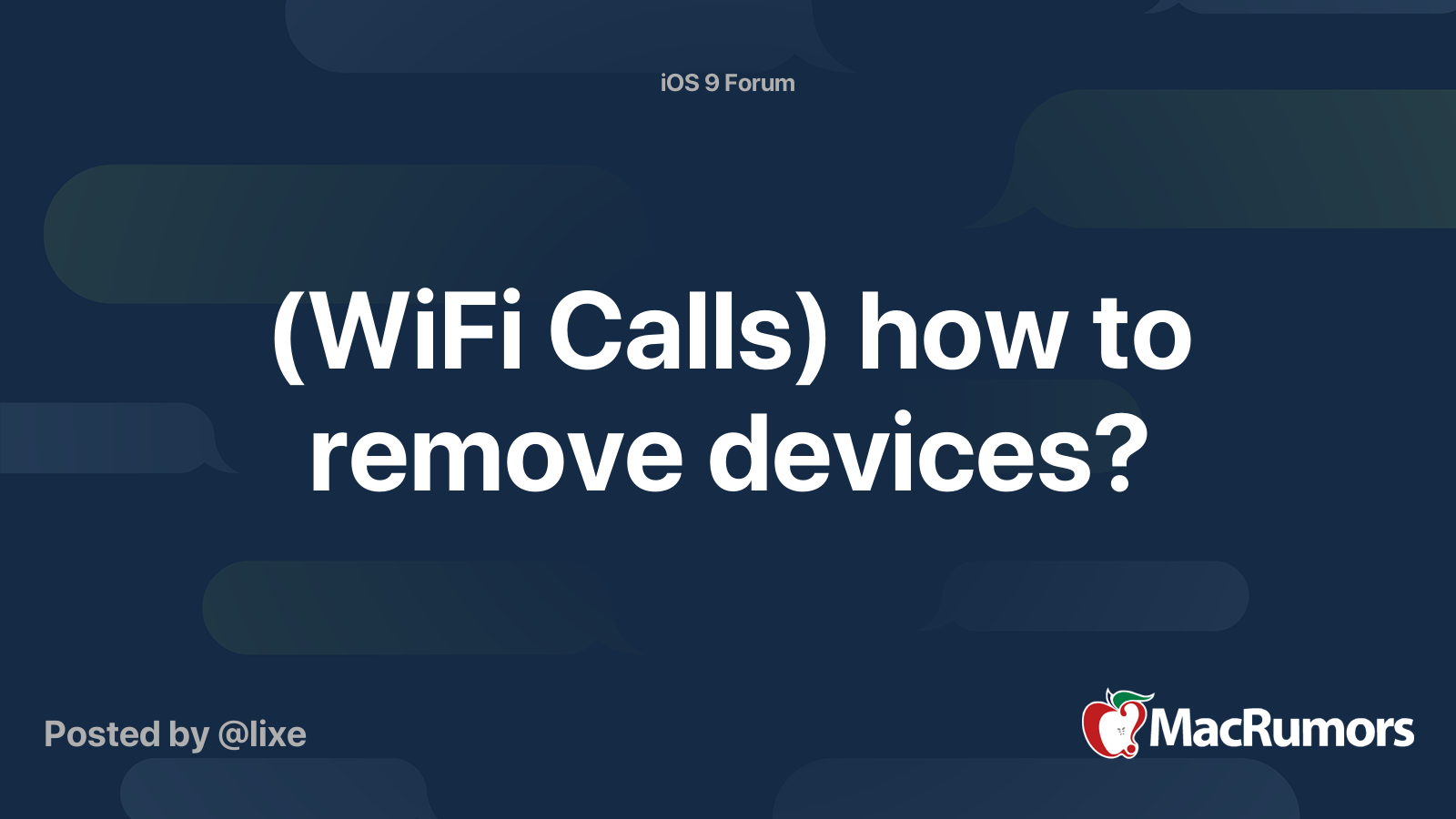 (WiFi Calls) how to remove devices? | MacRumors Forums