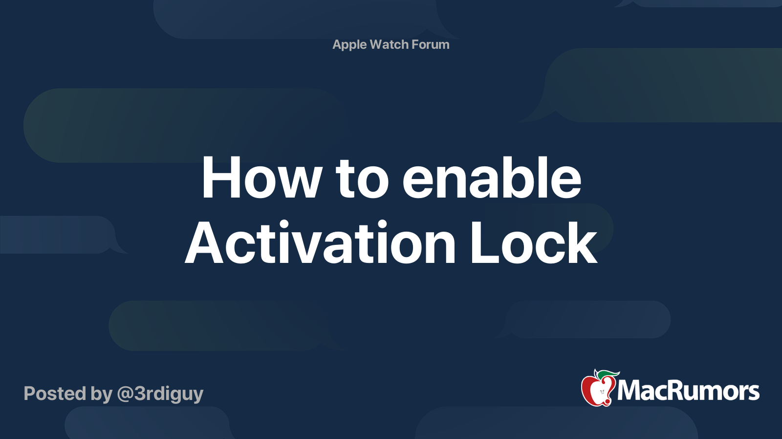 How to enable Activation Lock | MacRumors Forums