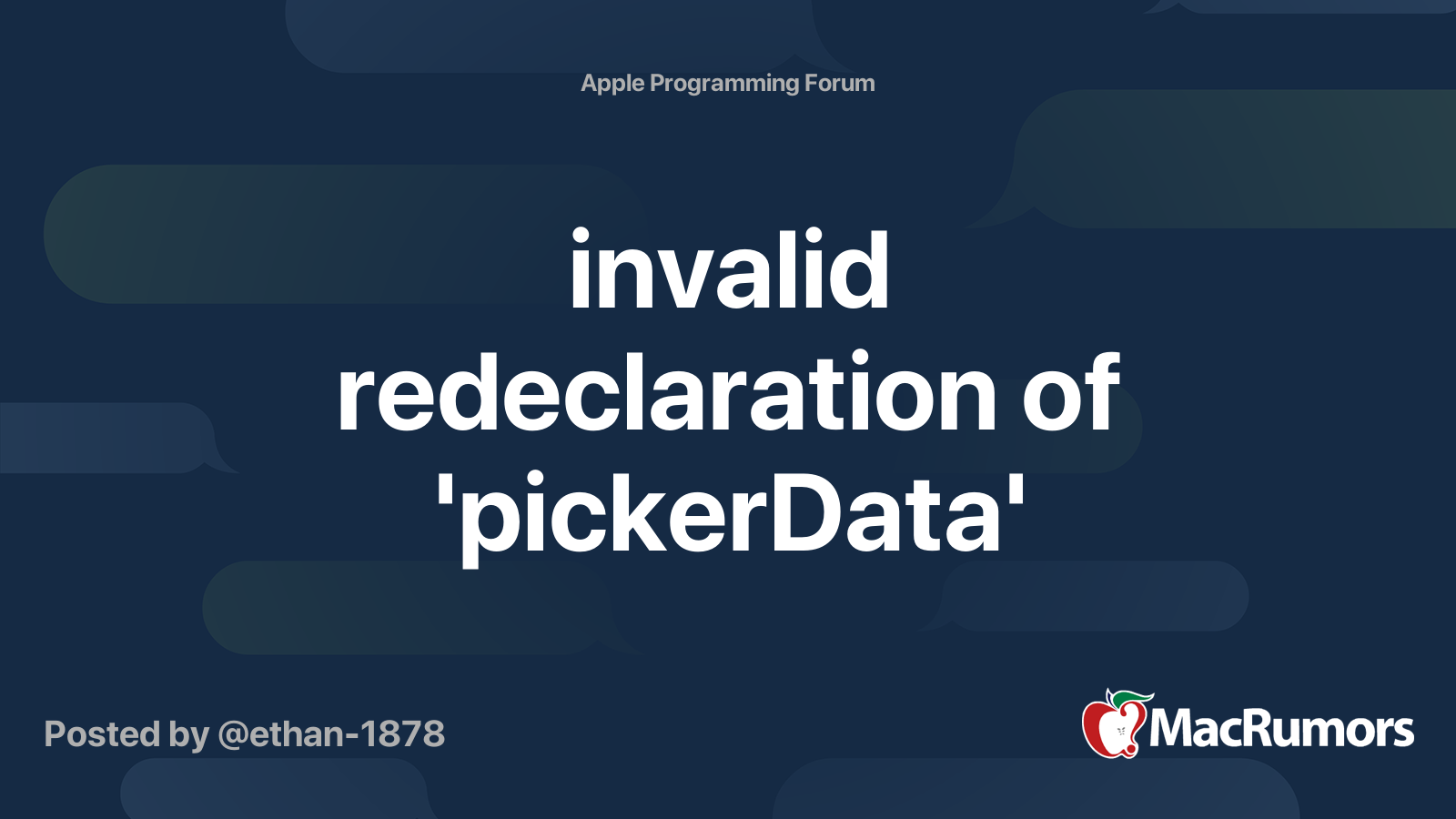 invalid redeclaration of 'pickerData' | MacRumors Forums