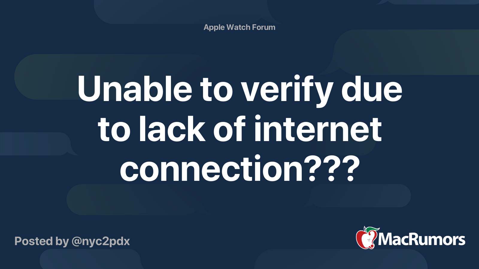 Unable to verify due to lack of internet connection??? | MacRumors Forums
