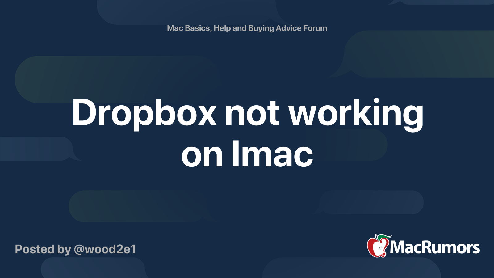 Dropbox not working on Imac | MacRumors Forums