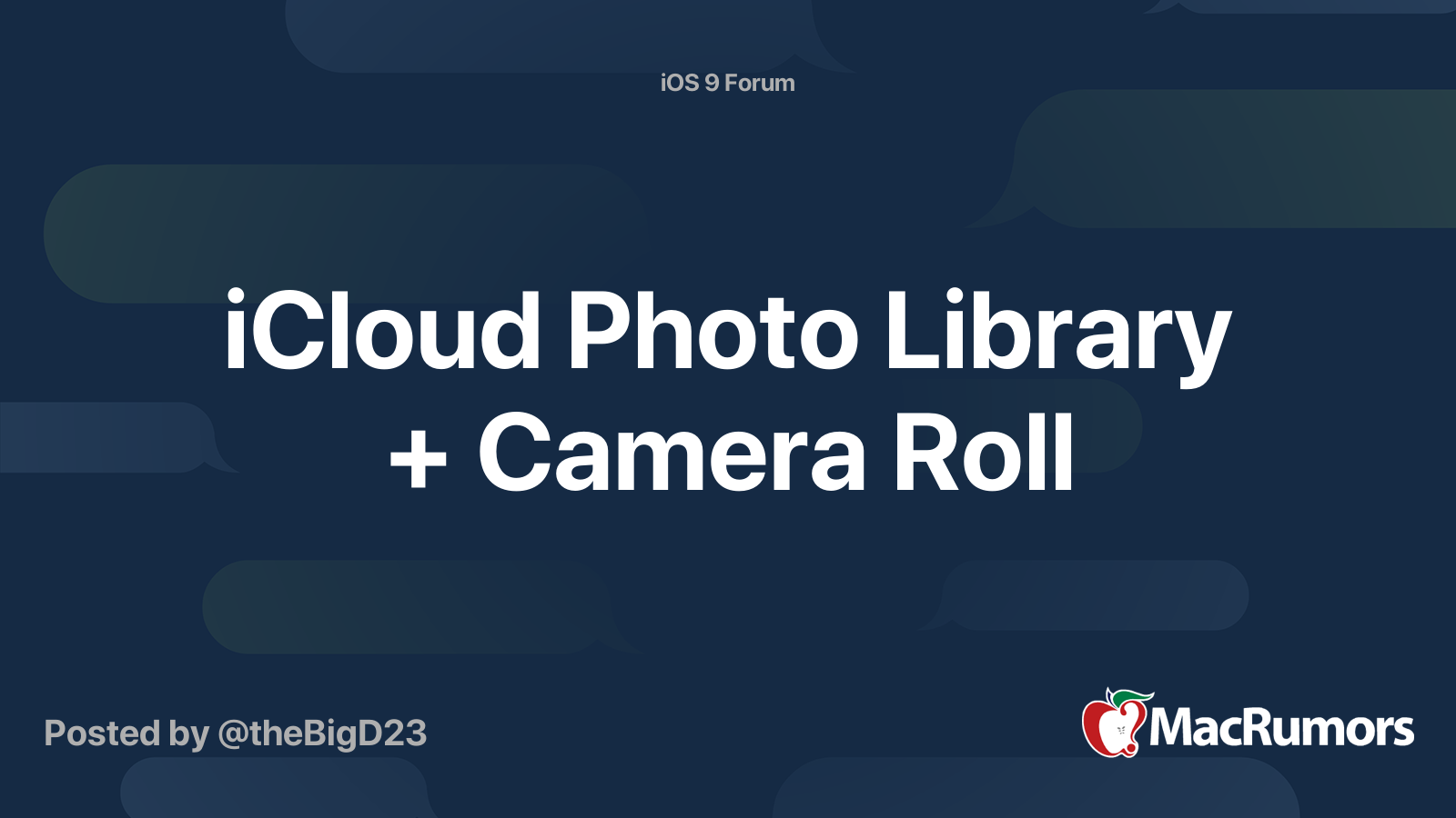 iCloud Photo Library + Camera Roll | MacRumors Forums