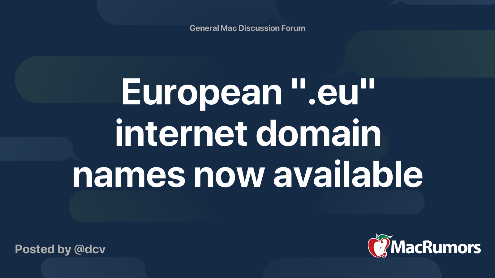 European ".eu" internet domain names now available | MacRumors Forums