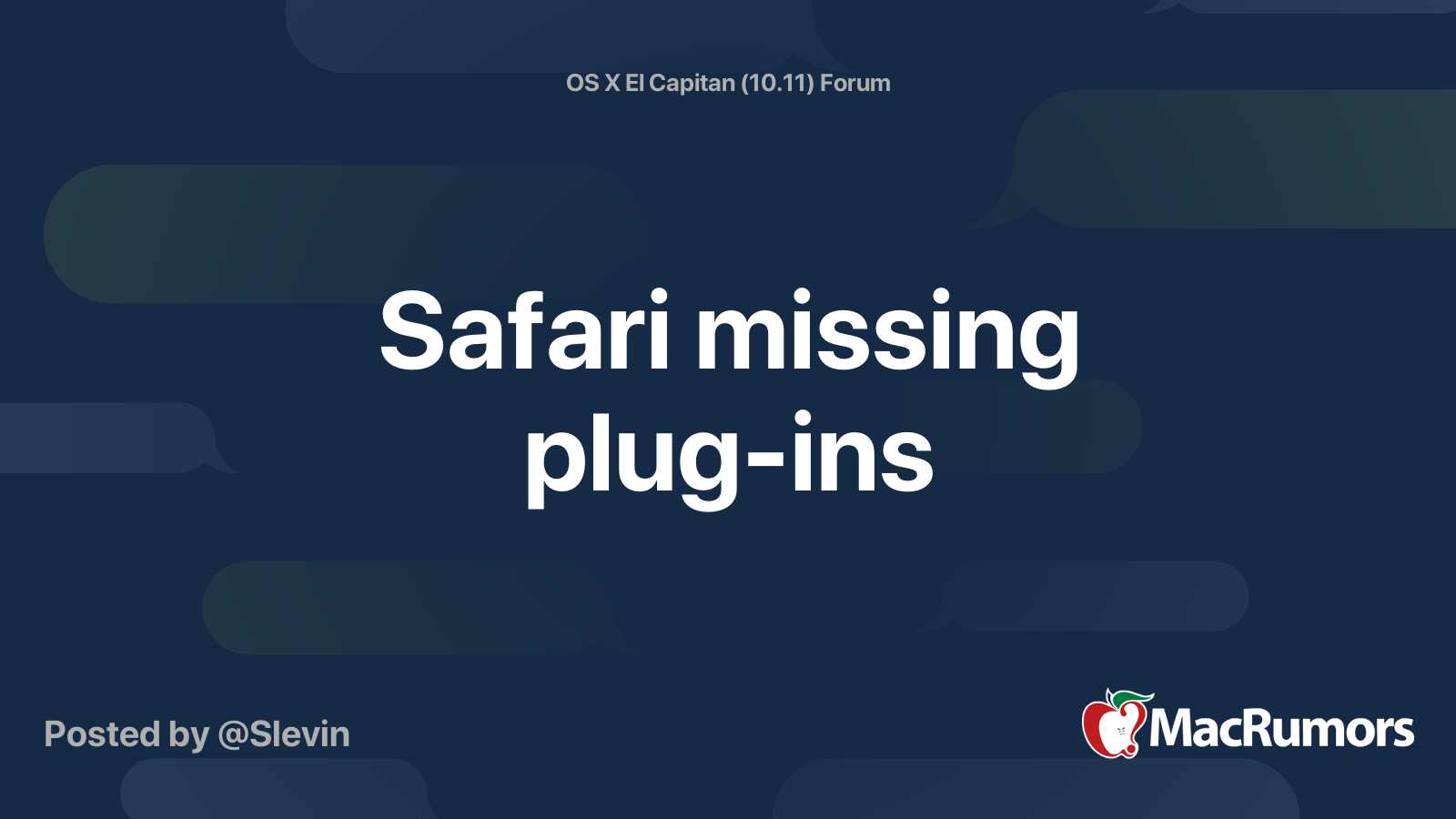 Safari missing plug-ins | MacRumors Forums