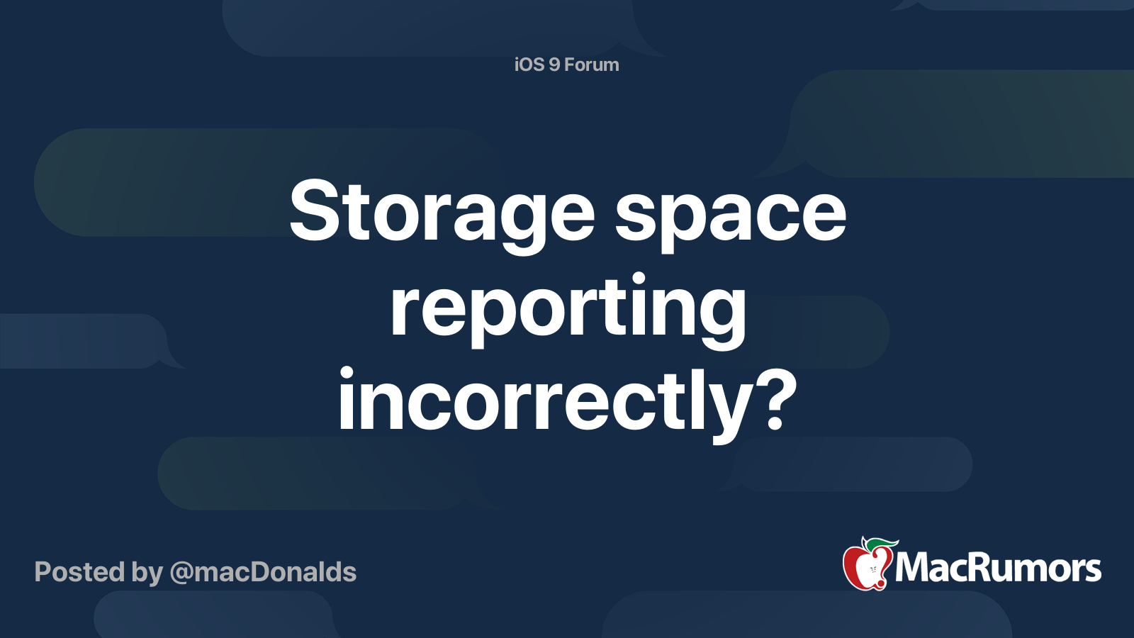 Storage space reporting incorrectly? | MacRumors Forums