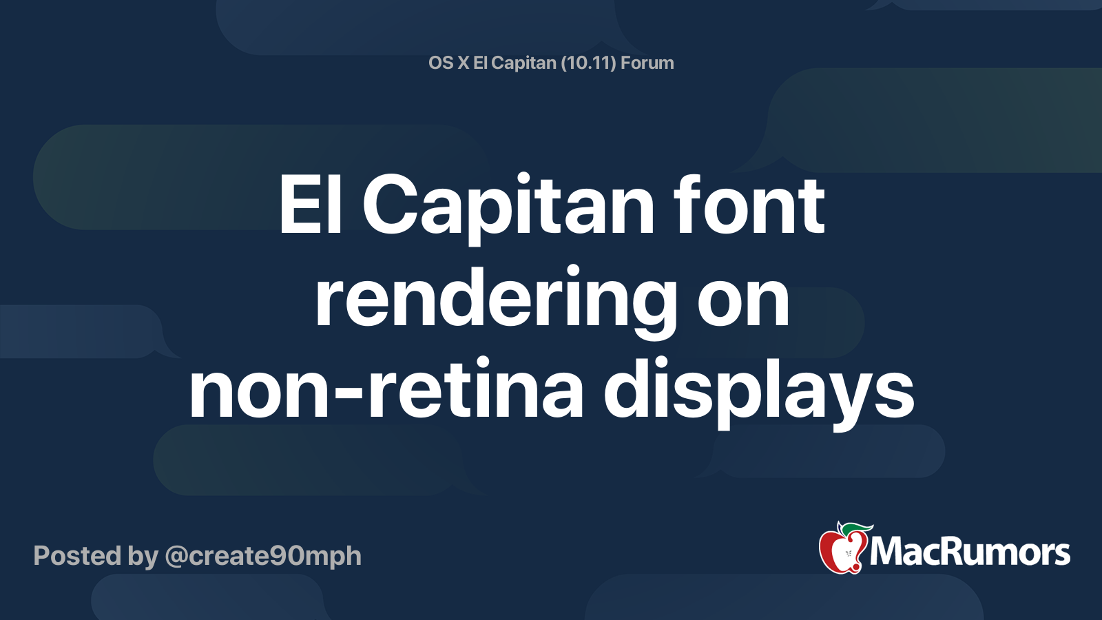 El Capitan font rendering on non-retina displays | MacRumors Forums