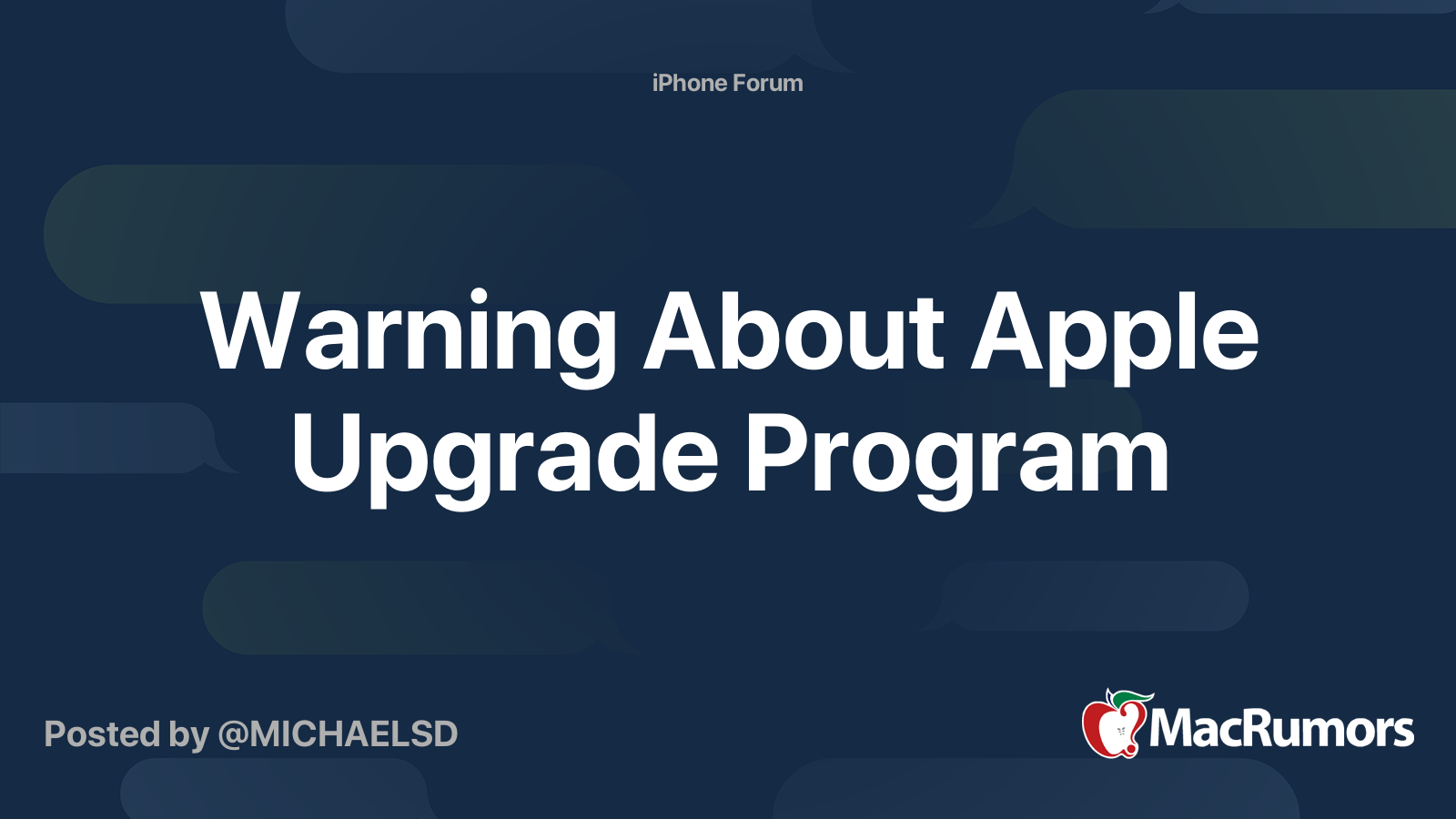 Warning About Apple Upgrade Program | MacRumors Forums