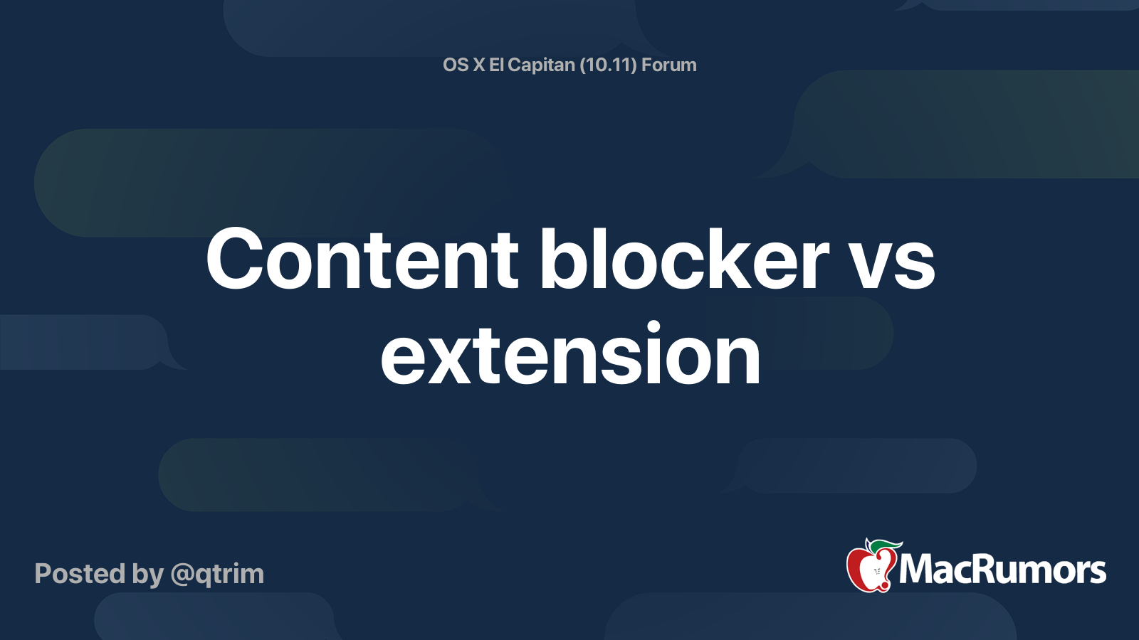 Content blocker vs extension | MacRumors Forums