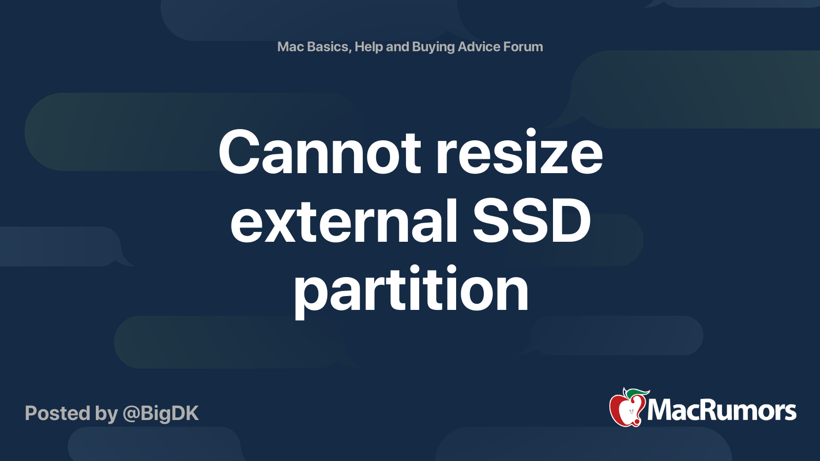 Cannot resize external SSD partition | MacRumors Forums