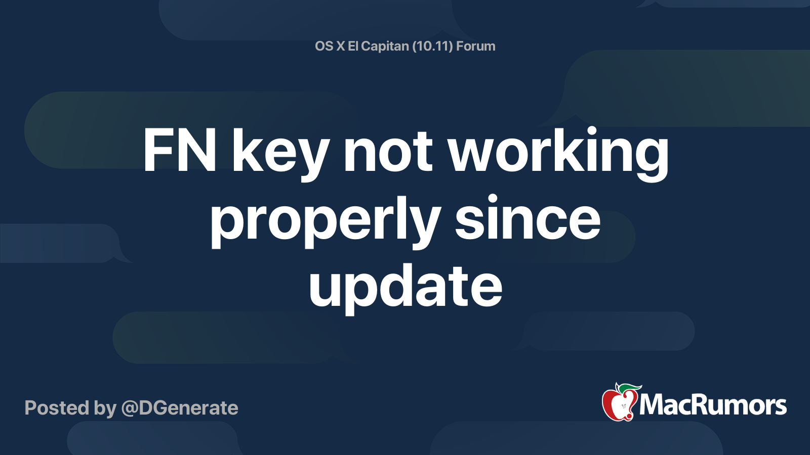FN key not working properly since update | MacRumors Forums