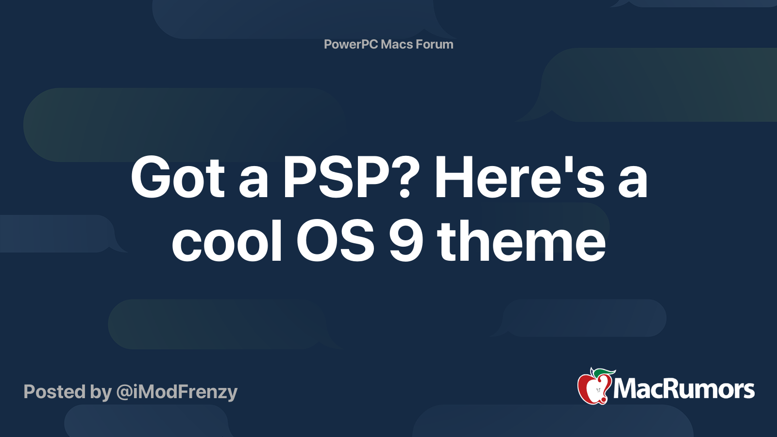 Got a PSP? Here's a cool OS 9 theme | MacRumors Forums