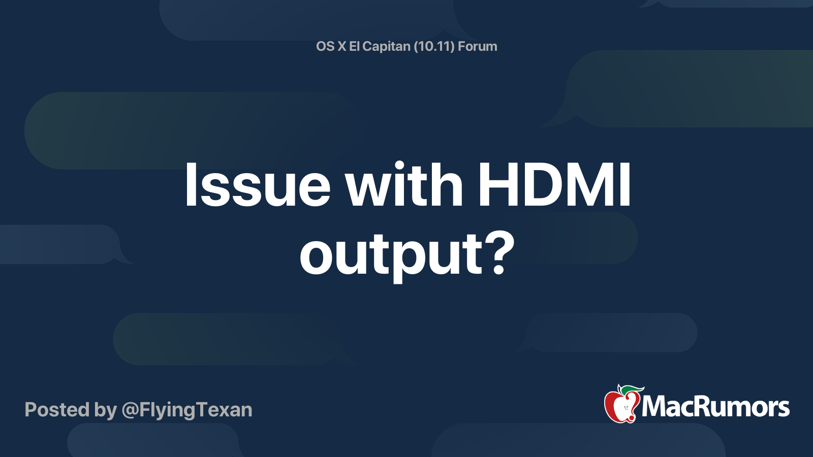 Issue With Hdmi Output Macrumors Forums