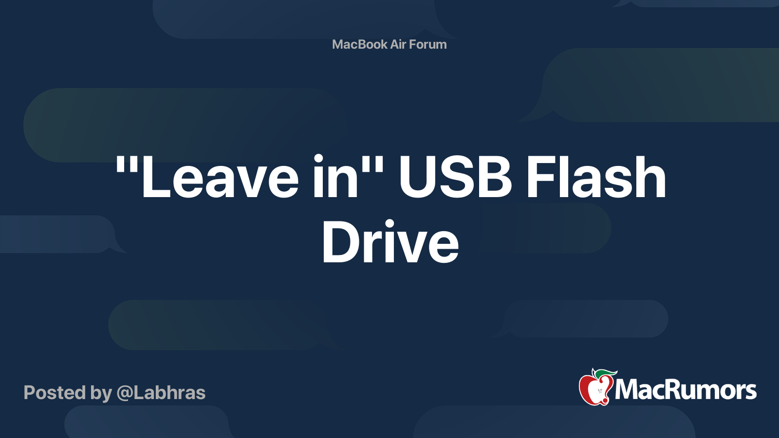 "Leave in" USB Flash Drive | MacRumors Forums