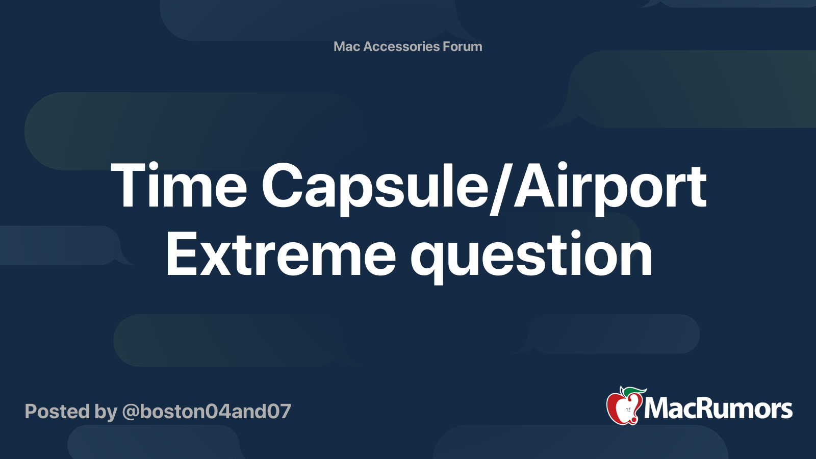 Time Capsule/Airport Extreme question | MacRumors Forums