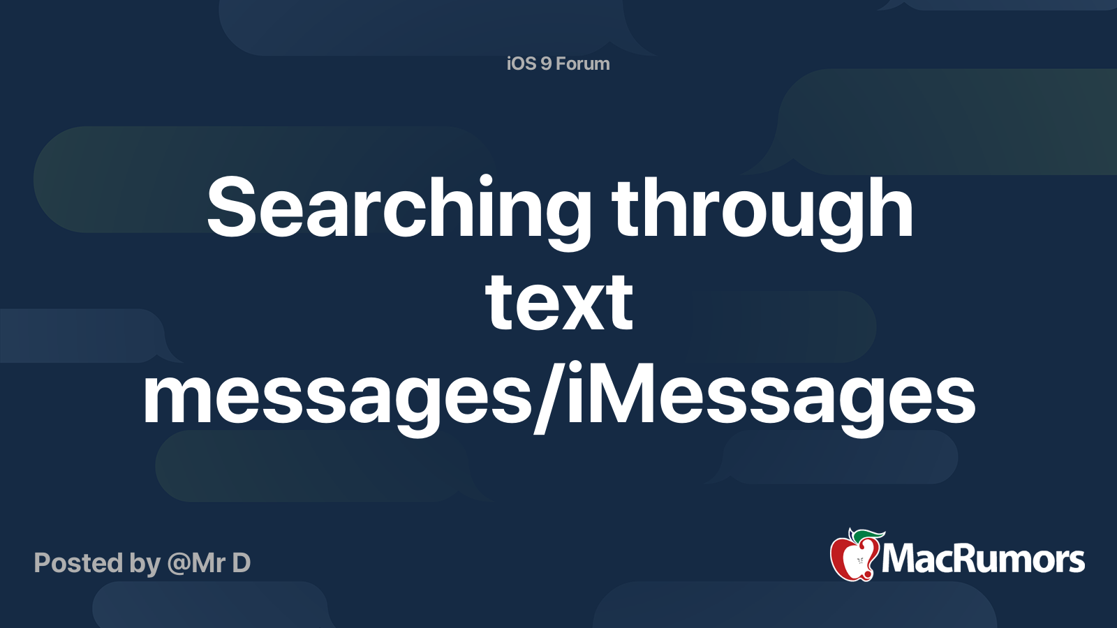 Searching through text messages/iMessages | MacRumors Forums