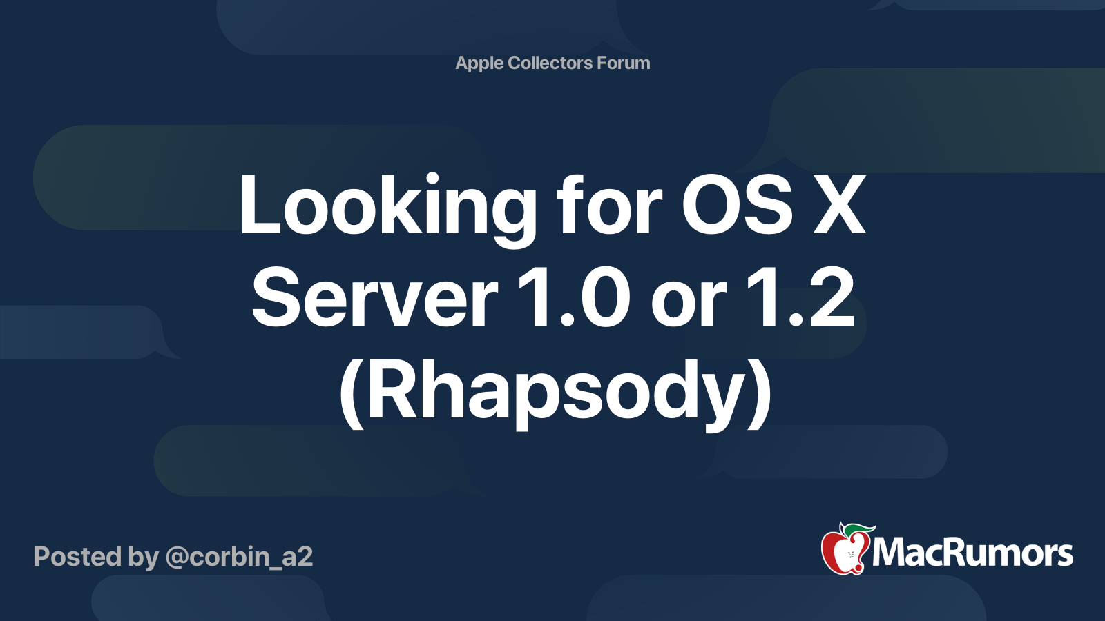 Looking for OS X Server 1.0 or 1.2 (Rhapsody) | MacRumors Forums