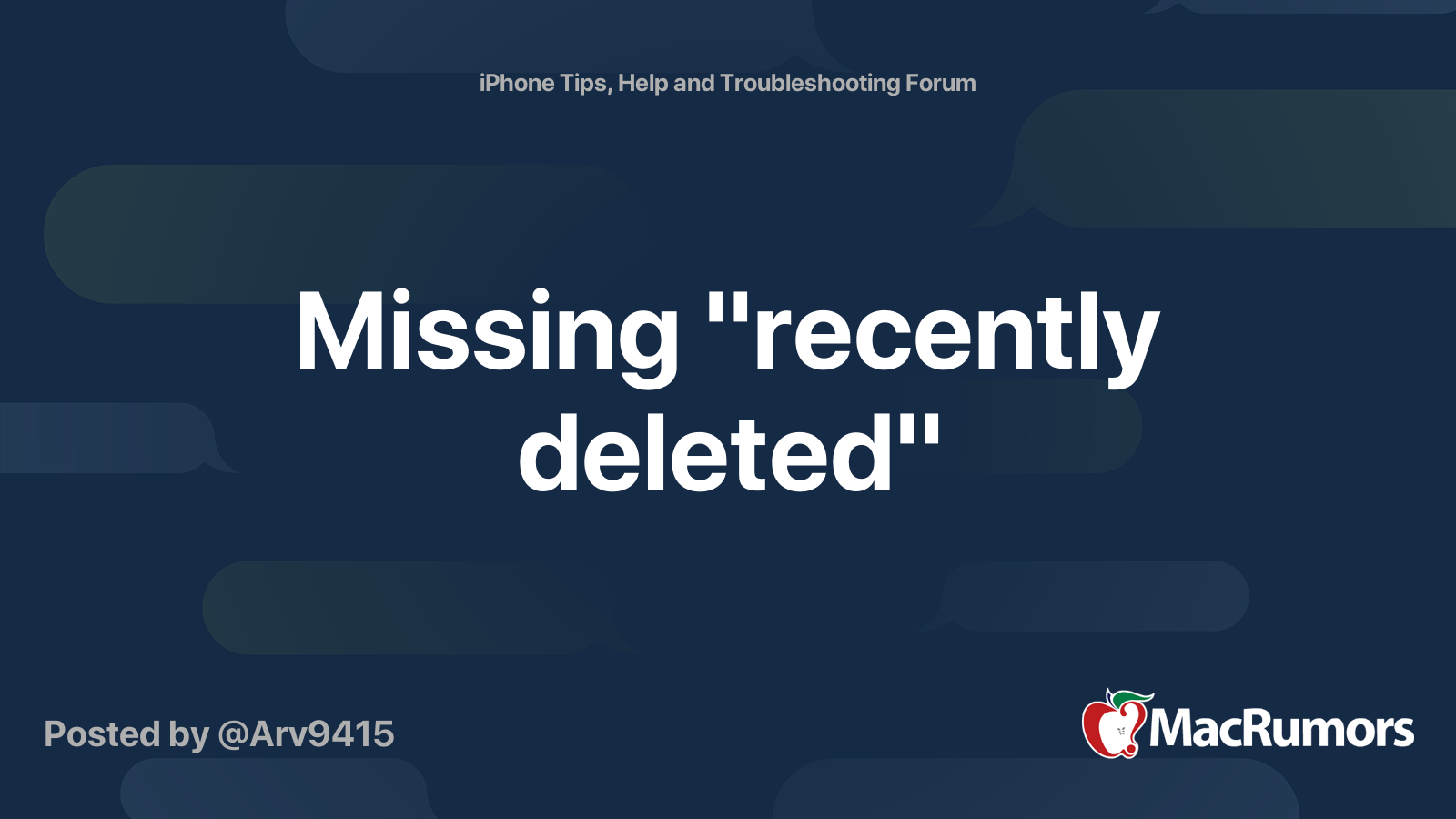 Missing Recently Deleted Macrumors Forums