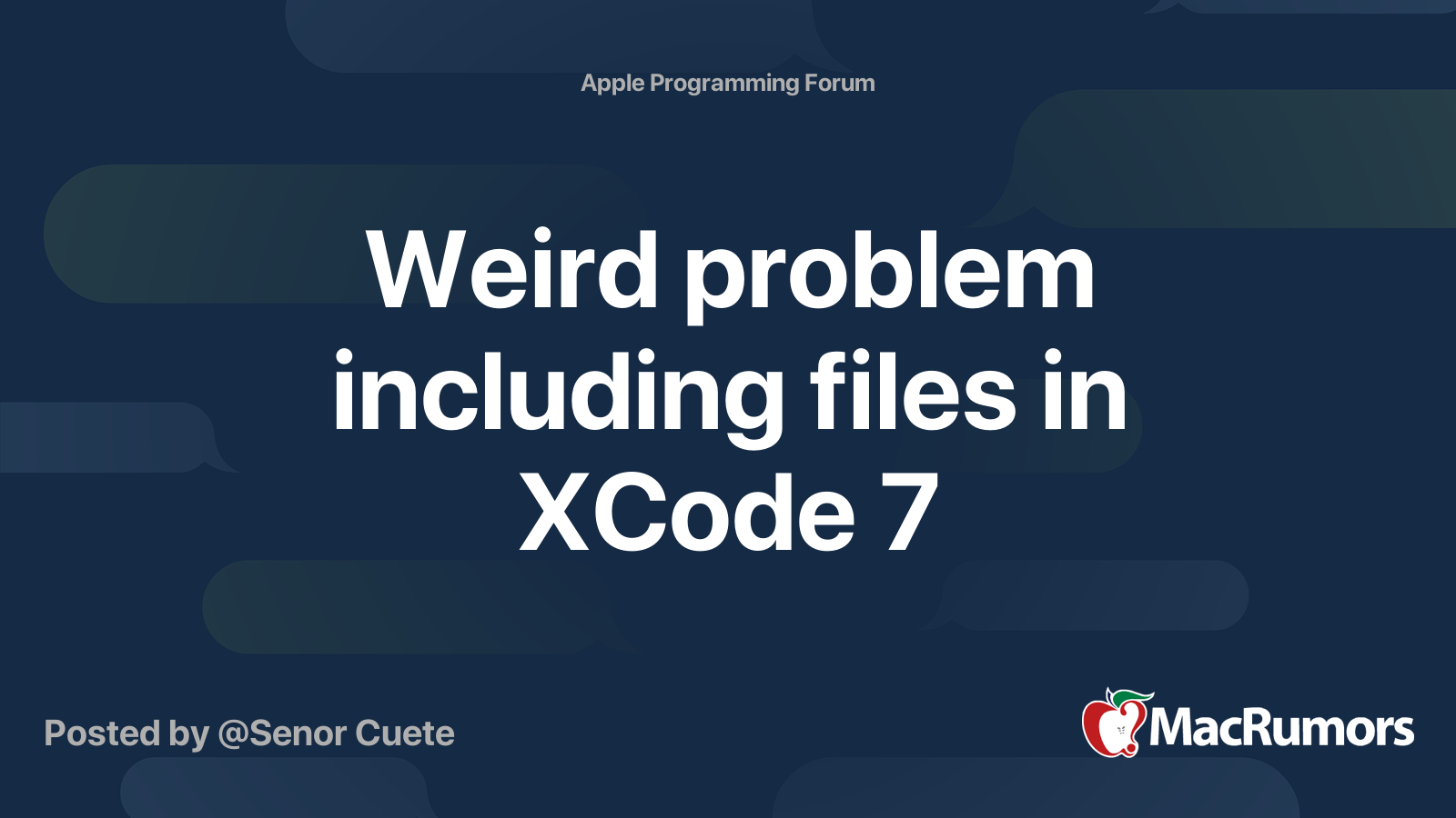 Weird problem including files in XCode 7 | MacRumors Forums
