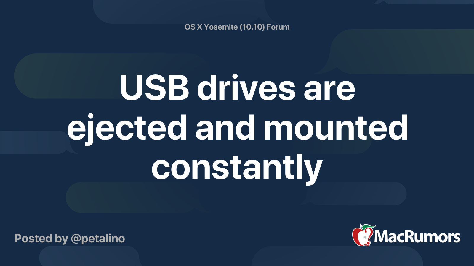 USB drives are ejected and mounted constantly | MacRumors Forums