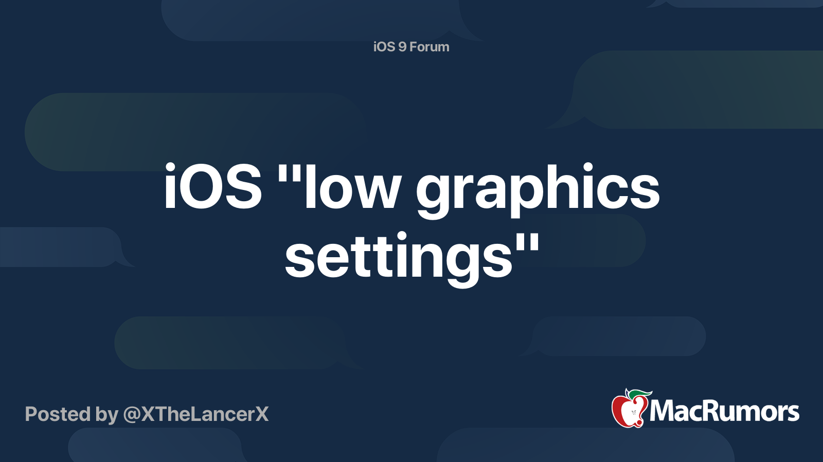 iOS "low graphics settings" | MacRumors Forums