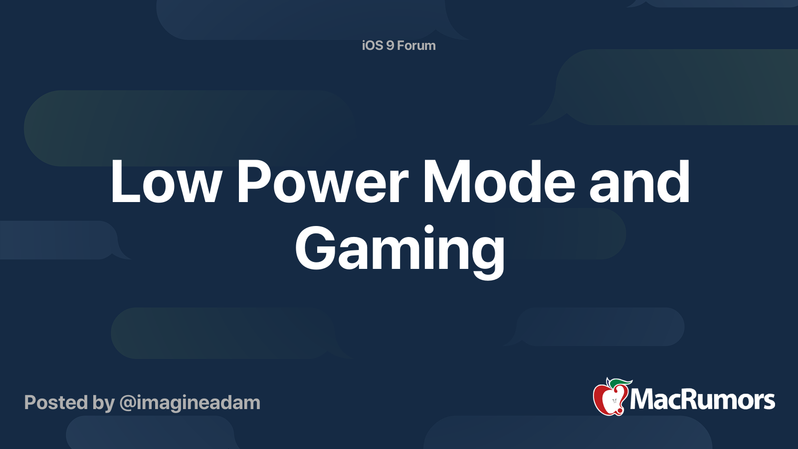 Low Power Mode and Gaming | MacRumors Forums