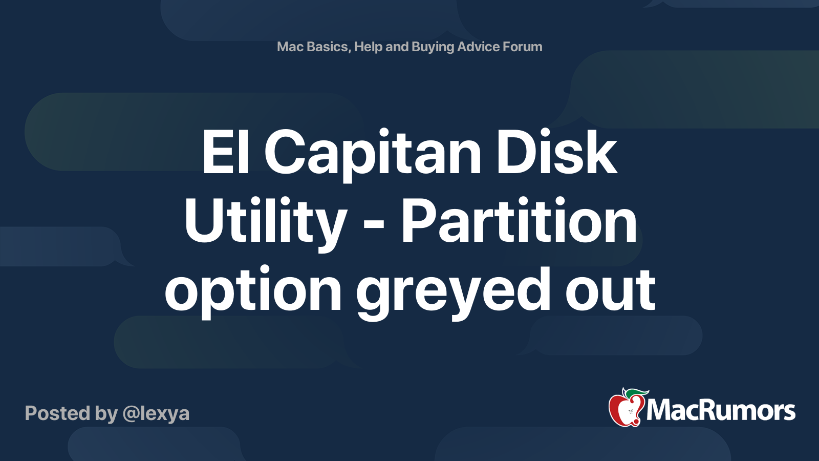 El Capitan Disk Utility - Partition option greyed out | MacRumors Forums