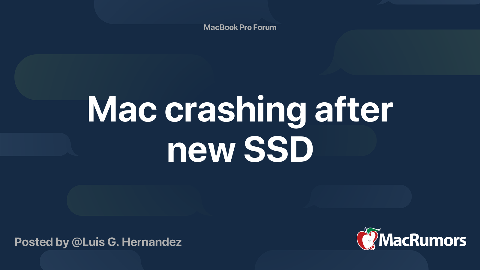 Mac crashing after new SSD | MacRumors Forums