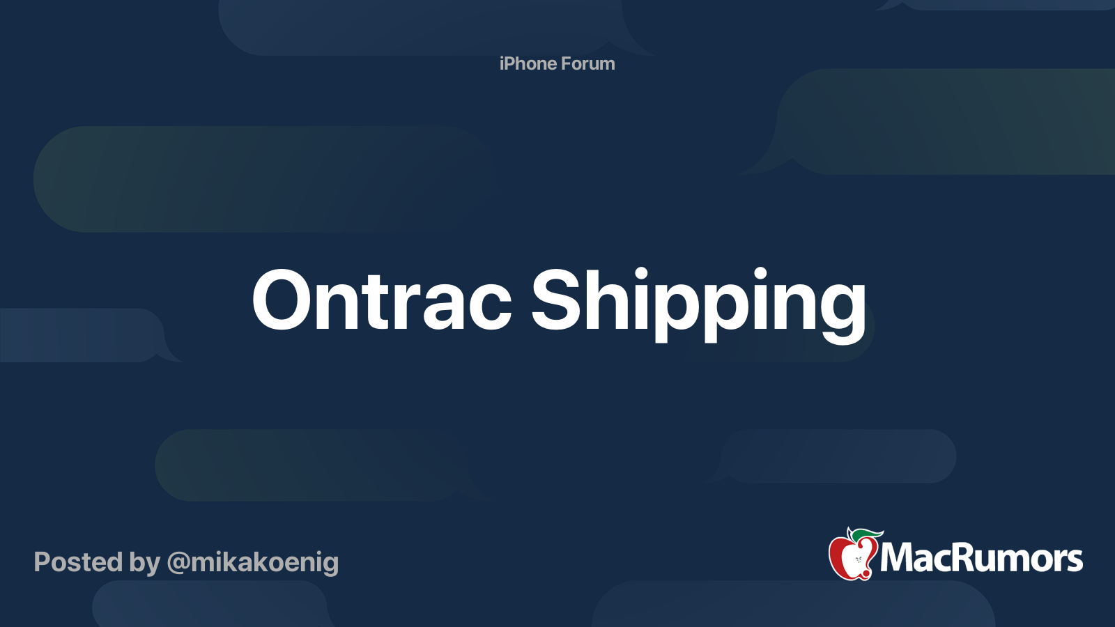 Ontrac Shipping | MacRumors Forums