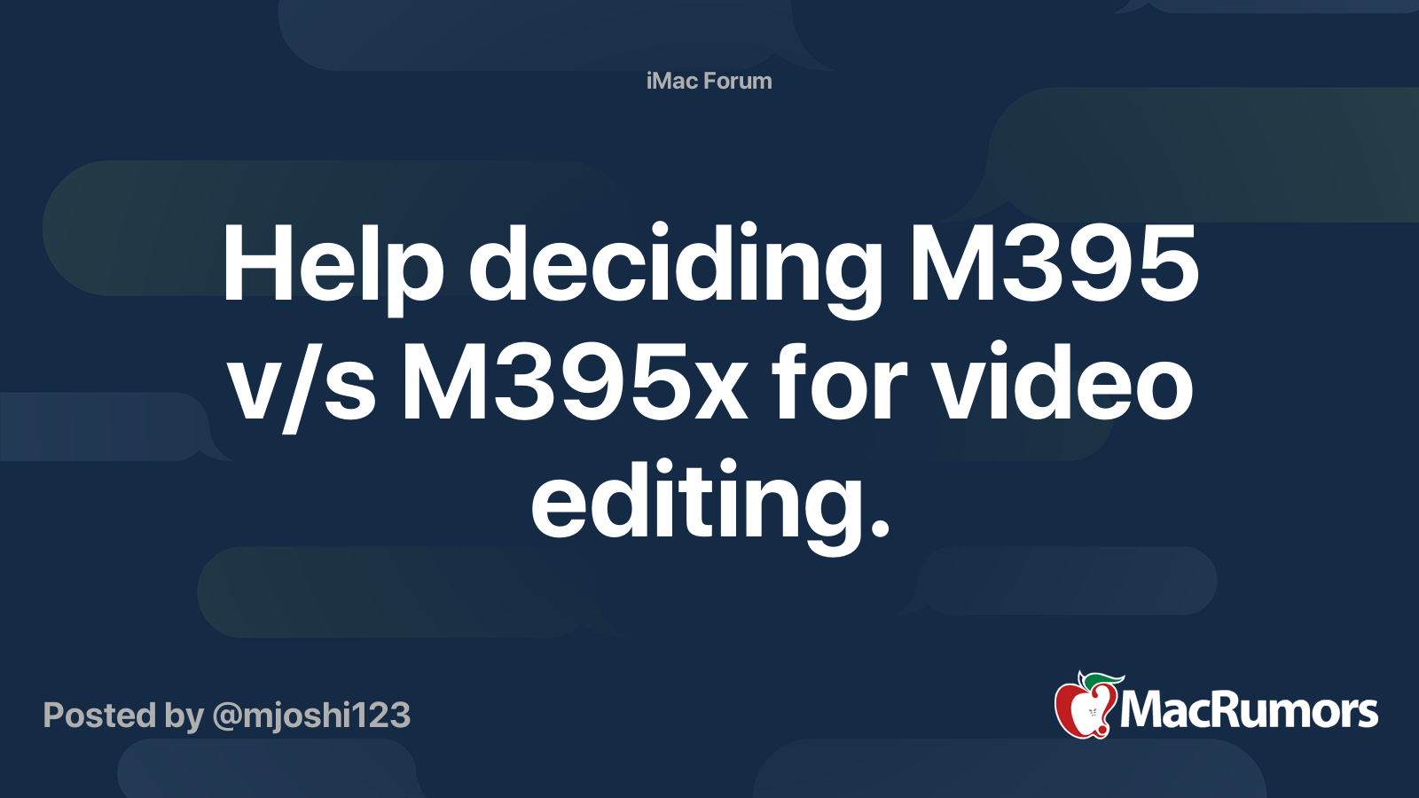 Help deciding M395 v/s M395x for video editing. | MacRumors Forums