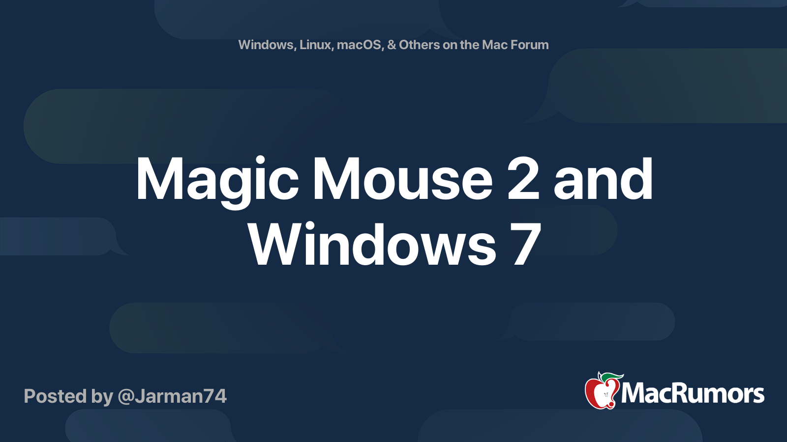 Magic Mouse 2 and Windows 7 | MacRumors Forums