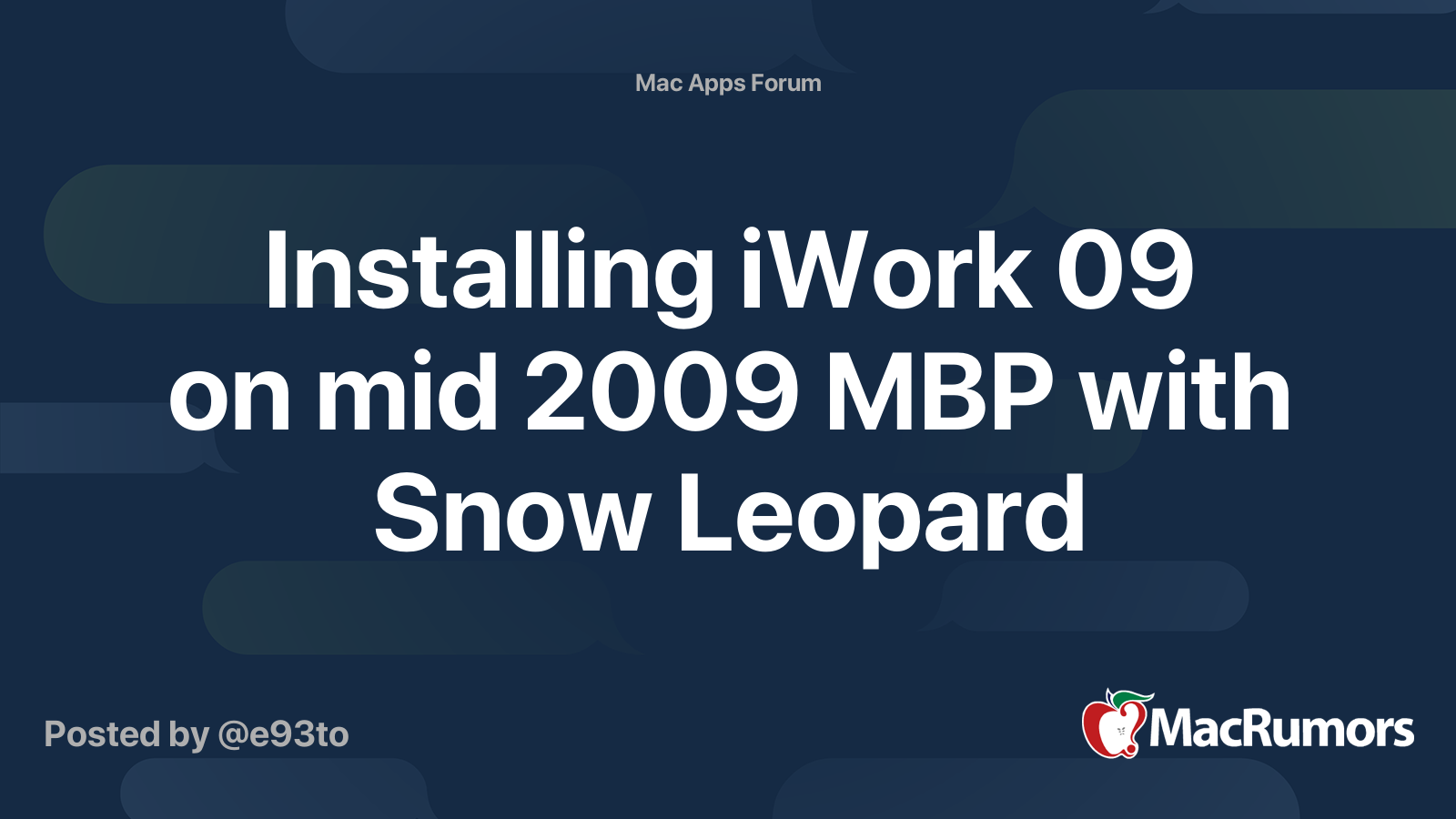 Installing iWork 09 on mid 2009 MBP with Snow Leopard | MacRumors Forums