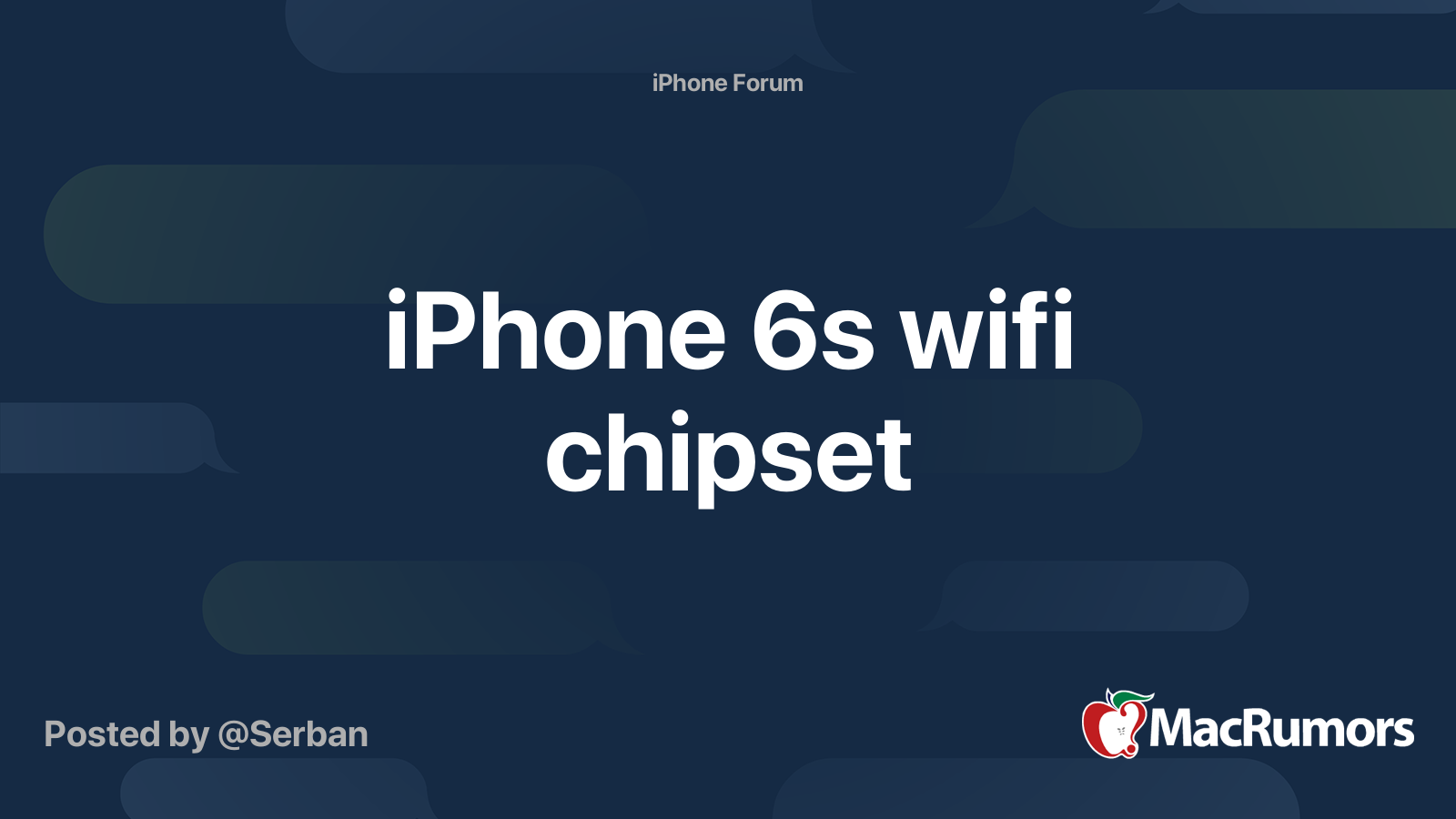 iPhone 6s wifi chipset | MacRumors Forums