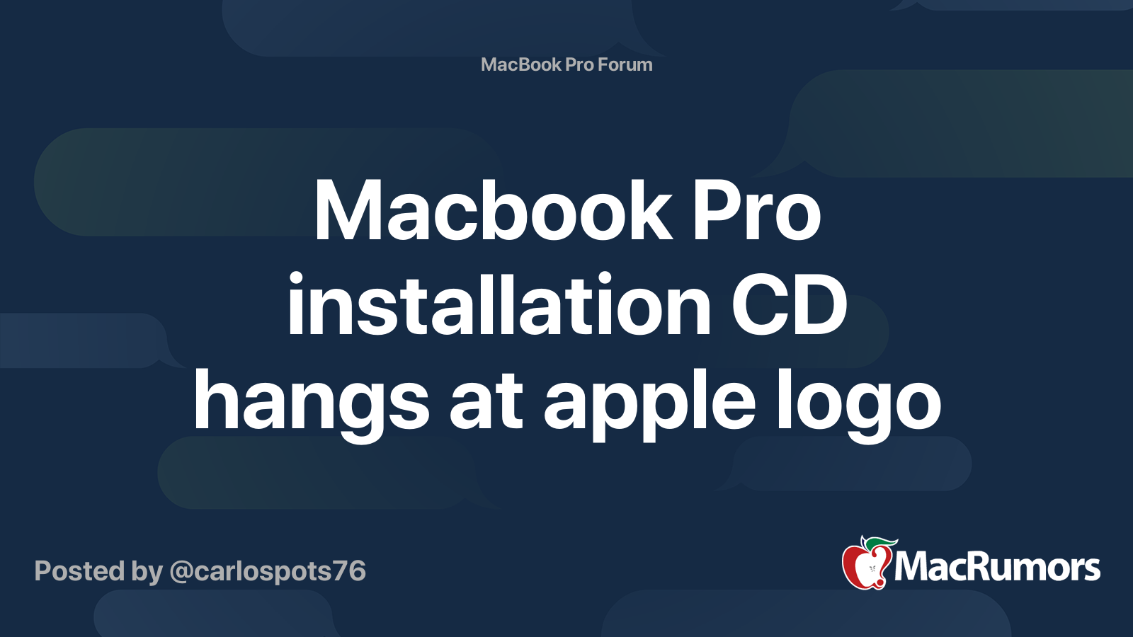 Macbook Pro installation CD hangs at apple logo | MacRumors Forums