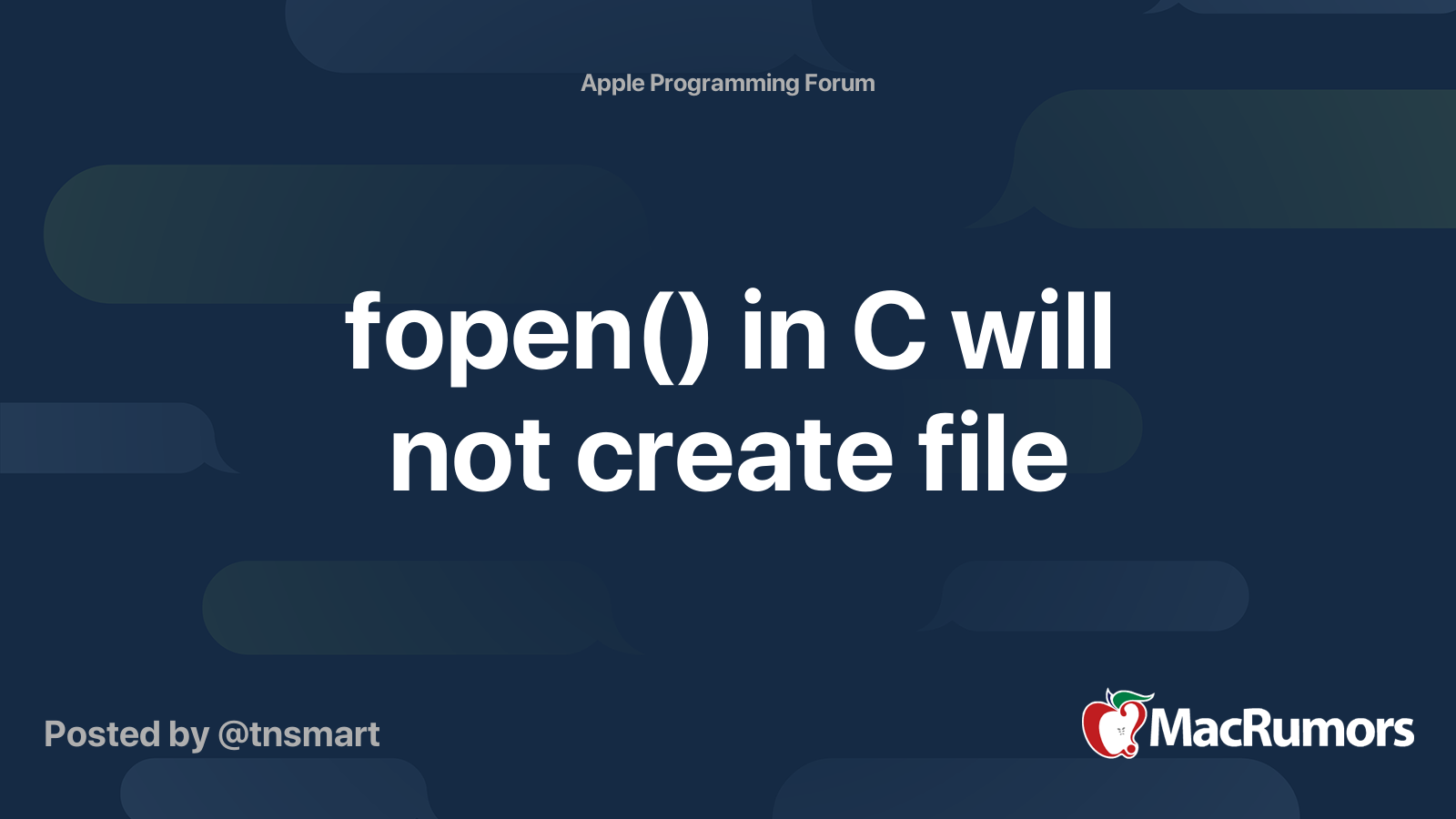 fopen() in C will not create file | MacRumors Forums