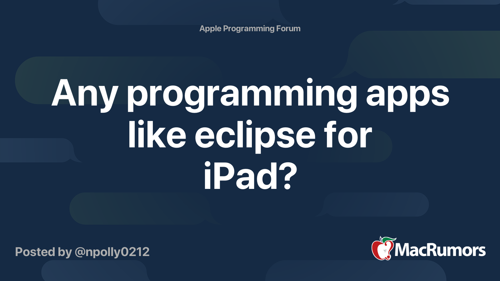 Any programming apps like eclipse for iPad? | MacRumors Forums