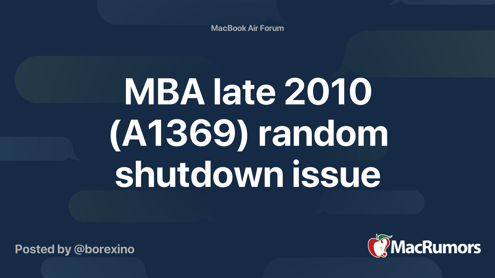 MBA late 2010 (A1369) random shutdown issue | MacRumors Forums