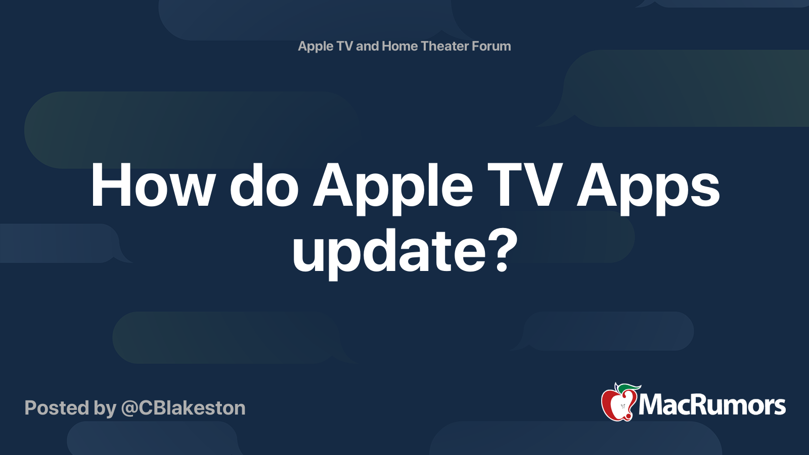 How do Apple TV Apps update? | MacRumors Forums