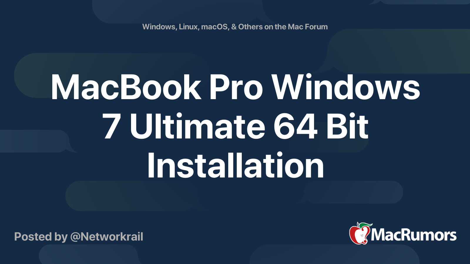 MacBook Pro Windows 7 Ultimate 64 Bit Installation | MacRumors Forums