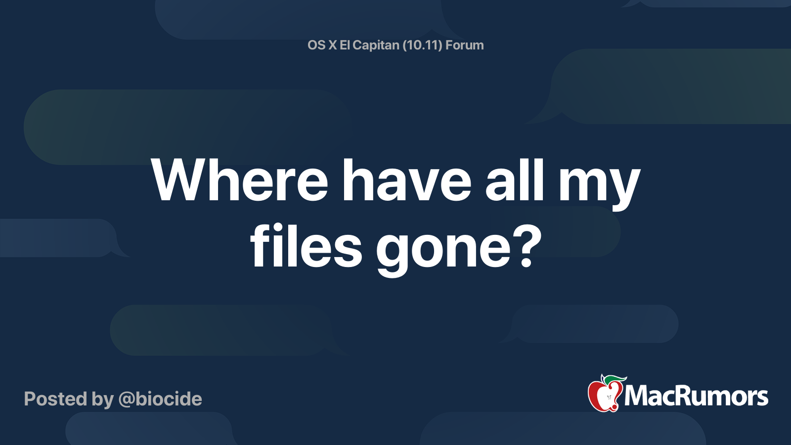 Where have all my files gone? | MacRumors Forums